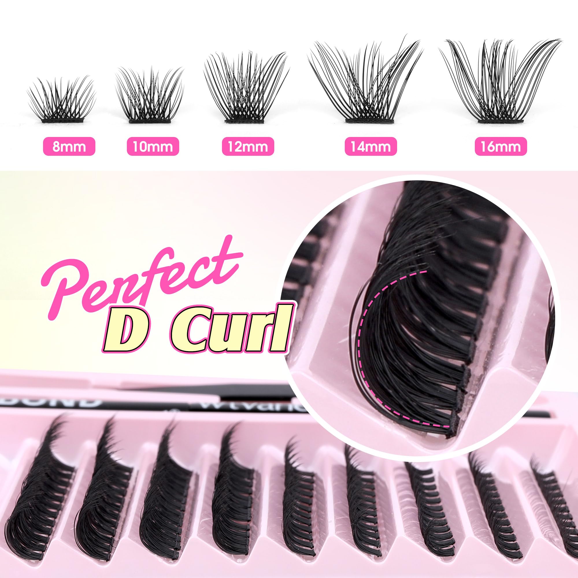 DIY Lash Extension Kit 108Pcs Lash Clusters Wispy with Strong Hold Lash Bond and Seal and Eyelash Cluster Applicator Individual Eyelash Extension Kit DIY for Beginners at Home by wtvane
