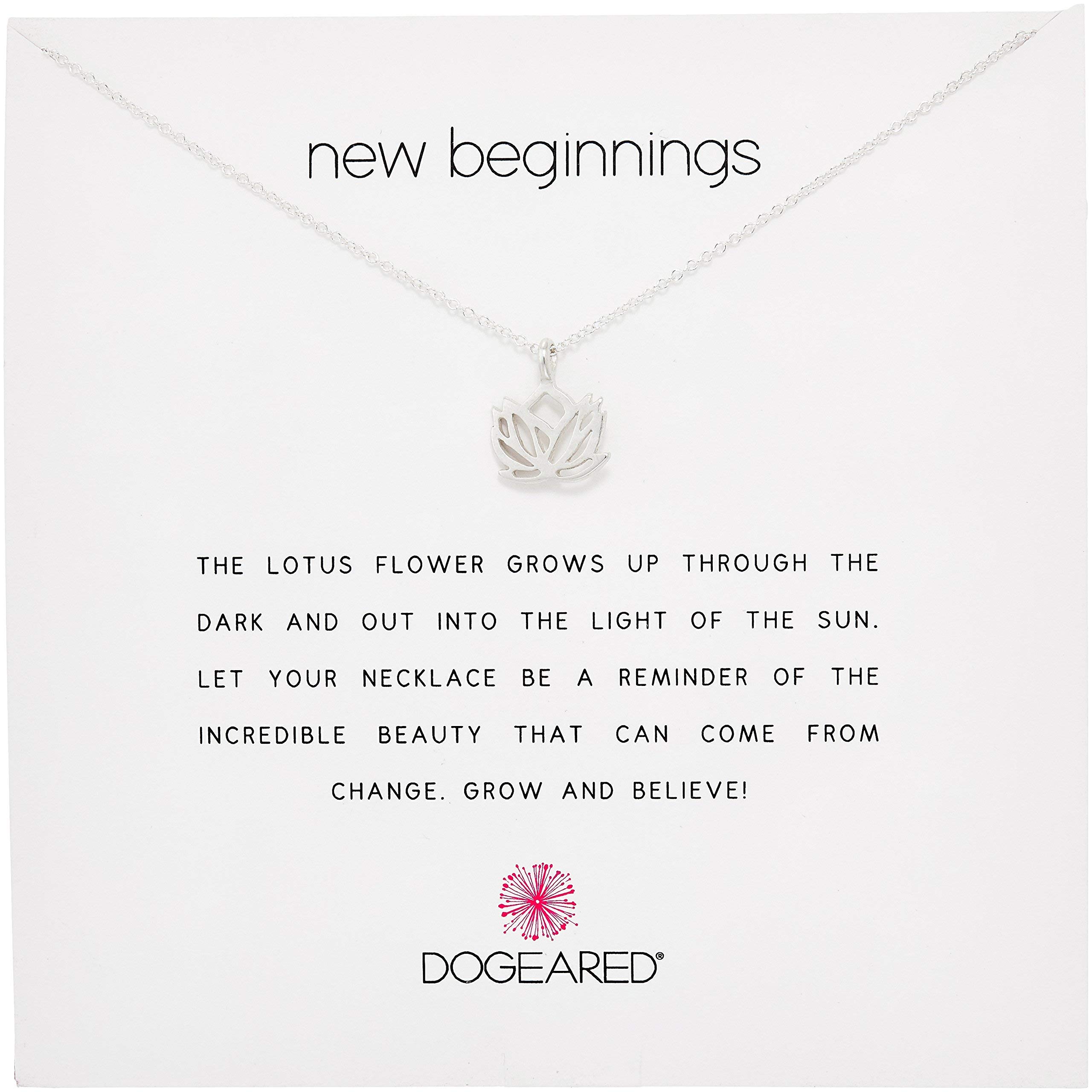 Dogeared Reminder New Beginnings Sterling Silver Rising Lotus Pendant Necklace, 16" + 2" Extender