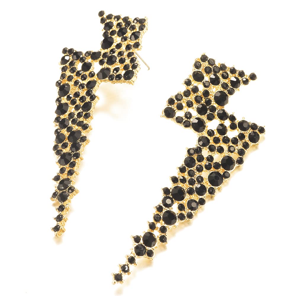 Crystal Lightning Bolt Dangle Earrings, Flash Statement Earrings for Women Dangling KELMALL COLLECTION