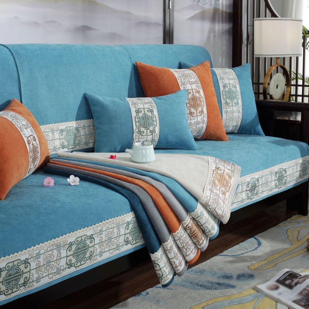 DCOT Solemn Sofa Cushion Four Seasons Universal Washable Not Easy to Wrinkle Not Easy to Slip Sand Release Sofa Cushion (Color : D, Size : 110 * 210)