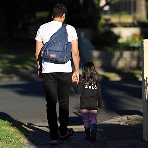 Diaper Bag, Shoulder Sling Backpack, Crossbody, Small to Medium, Unisex, Navy, with changing pad/mat, wipes dispenser and insulated milk bottle compartment