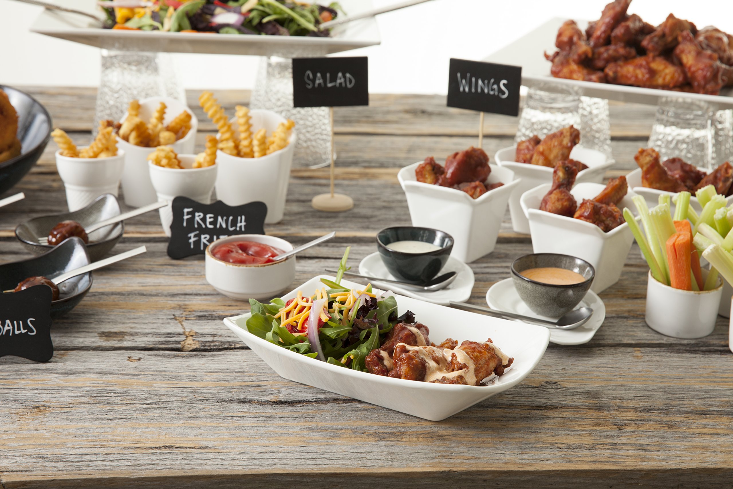 Fortessa Fortaluxe Food Truck Chic Large Serving Boat Plate, 8.5 x 6-Inch, Set of 4