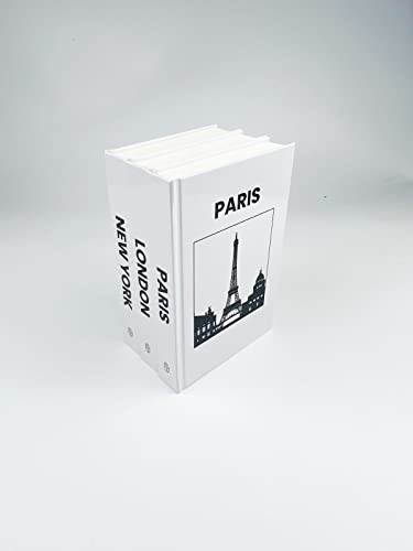 RG Custom Works - Decorative Books - (3 Piece Set) - Timeless, Minimalist, Sleek Design - Paris/London/New York Set - Blank Pages