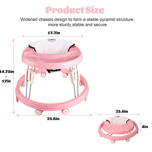 The Foldable Baby Walker, Suitable for 66-80cm Height Wheeled Baby boy and Girl Walker, Mute Anti-Rollover Baby Walker, Avoid Bicycle Rollover, Foldable Baby Chair