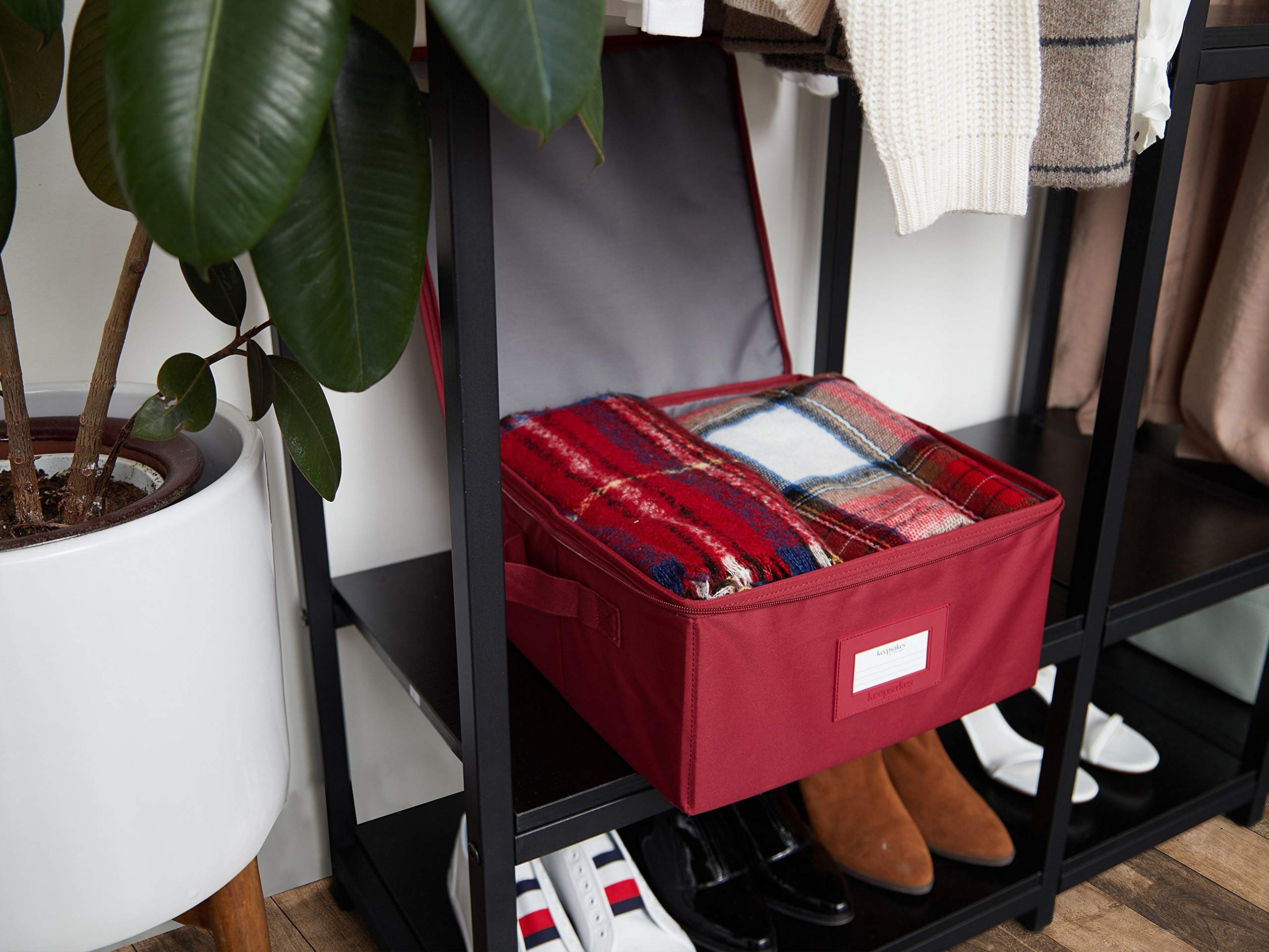 Covermates Keepsakes - Zip-Top Storage Box - Heavy Duty Polyester- Reinforced Handles - Stackable Design - Indoor Storage-Scarlett Red
