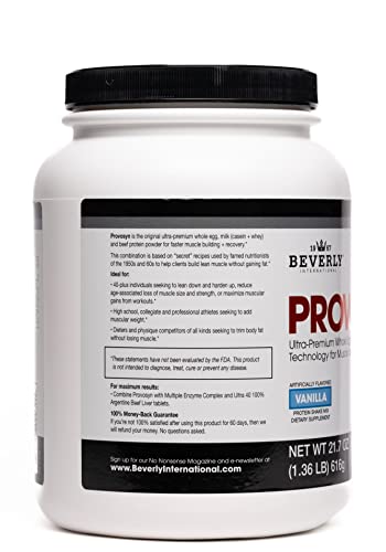 PROVOSYN. The Original Ultra-Premium Whole Egg, Milk (Casein + Whey) and Beef Protein Powder. Fast Muscle Building + Recovery. Perfect for Hard Gainers. Vanilla Flavor, 616 g The Mature Users Protein.