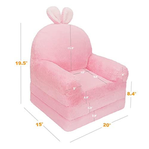 MONKISS Kids Couch Fold Out Soft Toddler Chairs ,Toddler Armrest Chair Bed for Play ,Gift for 0-3 Years