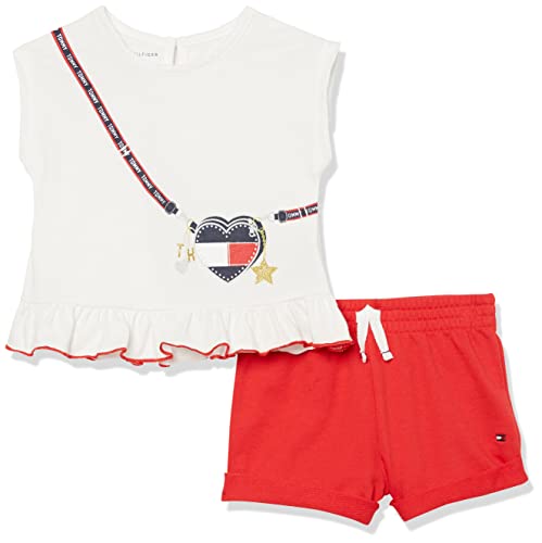 Tommy Hilfiger Baby Girls 2 Pieces Short Set, Bright White, 18M US