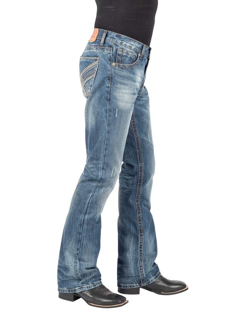 Stetson Men's 1014Rocker Fit Bootcut Jeans Blue 34W x 36L