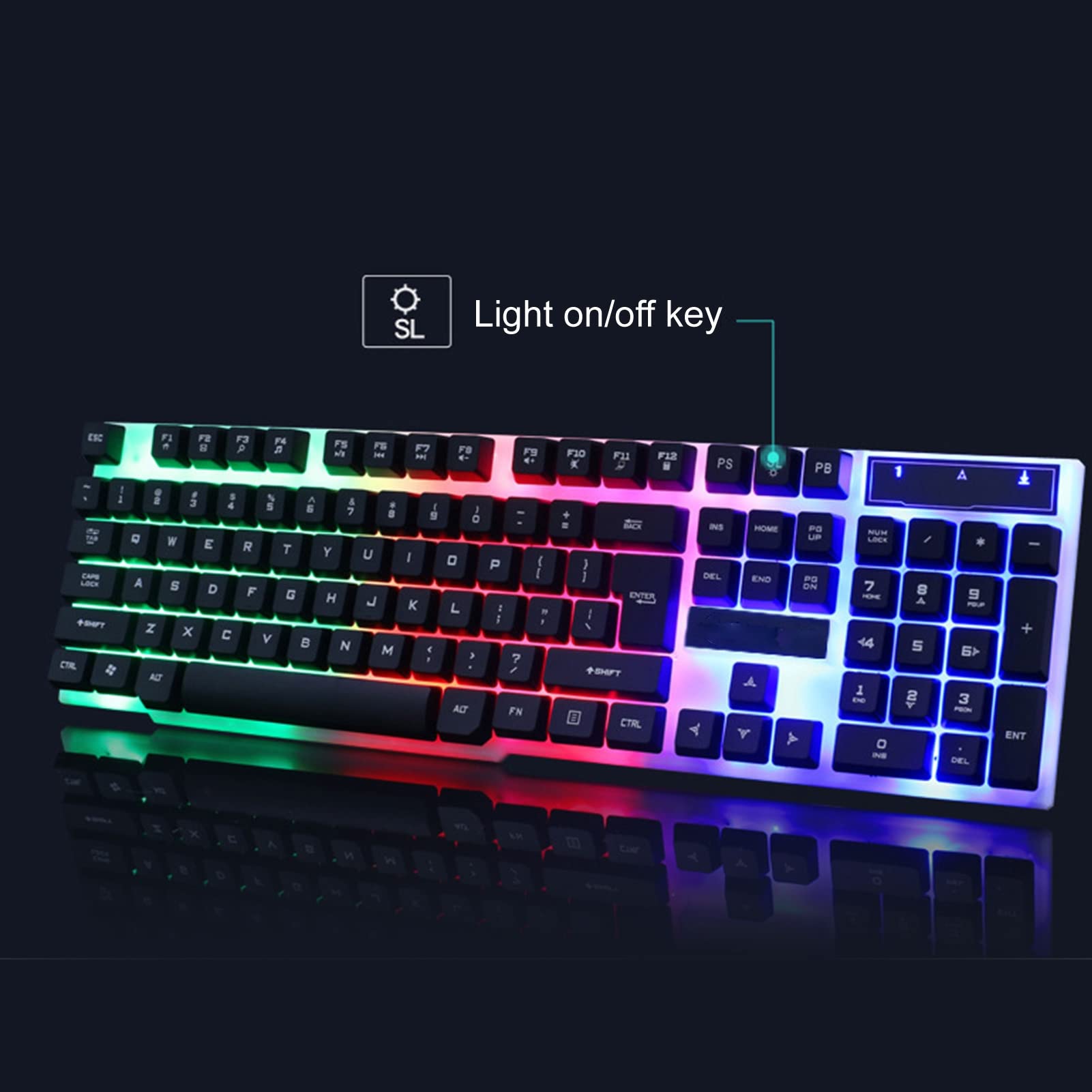 GIFZES Gaming Keyboard Mouse Kit, TX30 Keyboard Mouse Kit Ergonomic Quick Response 3D Anti-Slip Roller Colorful Backlight Ultra-Thin Computer USB Wired Game Keyboard Mouse Combo for Home White