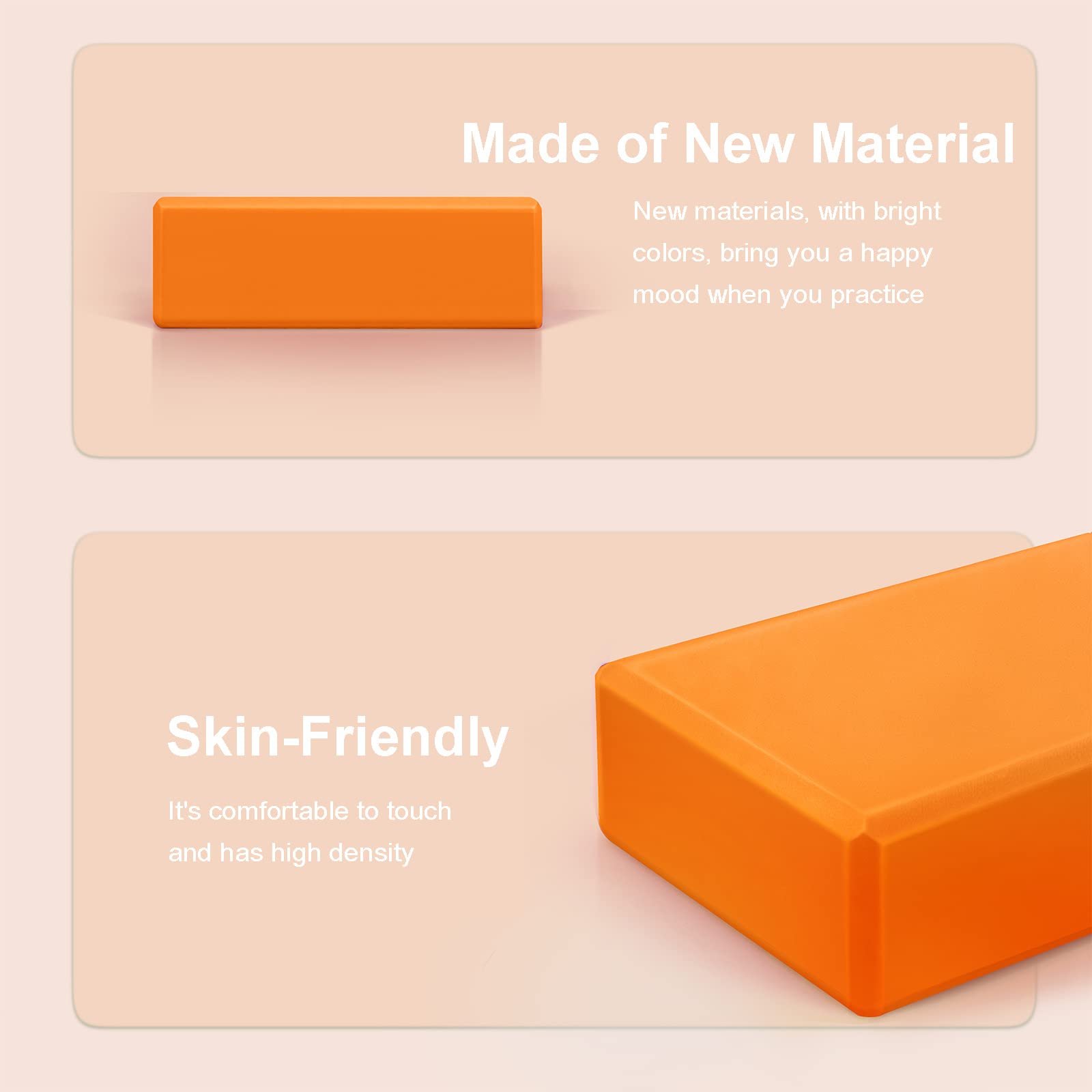 ENJIOKATE Yoga Block(Pack of 2), Comfortable to Touch, Suitable for Yoga, Pilates and Outdoor Exercises, Help Beginner Learn Asanas (Orange)