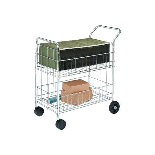 Fellowes Chrome-Plated Steel Wire Mail Cart with Upper and Lower Baskets (40912)