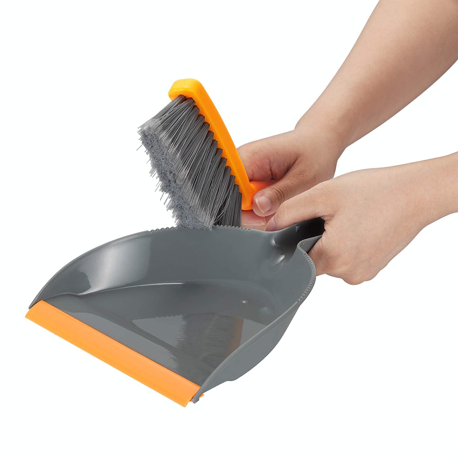 Mini Broom and Dustpan Set - Small Broom and Dustpan Set for Home, Camping Broom, Whisk Brooms Small(Gray Orange)