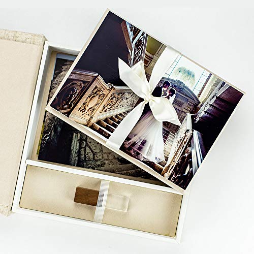 Flashscot Custom USB Gift Box for Photographers and Presentation of Photos - Linen Impression - 4"x6", 32GB USB