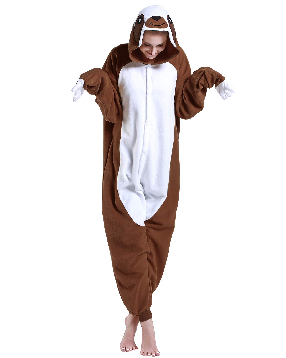 DOITNOW Sloth Pajamas Unisex Adult Jumpsuit Animal Cosplay Costumes (XL, Brown)