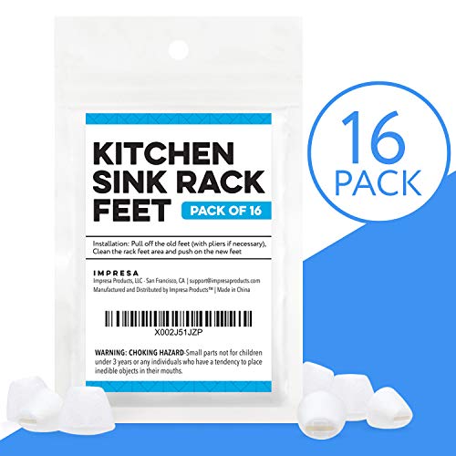 IMPRESA Kitchen Sink Rack Feet 16 Pack in White, Replacement for Kohler Rack Feet for Part 84544-0 Compatible with Kohler Kitchen Sink Racks, Premium Quality Durable Feet for Long Lasting Stability