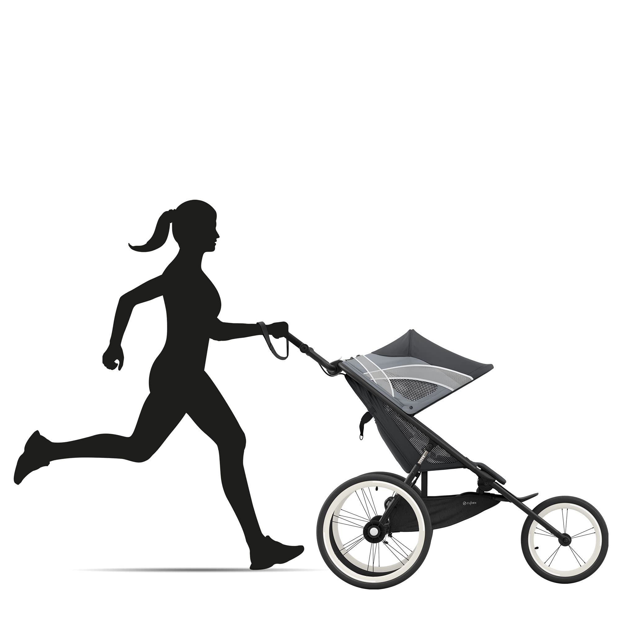 CYBEX AVI Jogging Stroller, Lightweight Aluminum Frame, Compact Fold for Storage, Height-Adjustable Handlebar with One-Handed Steering, Rear-Wheel Suspension & Handbrake, For Infants 9 months+