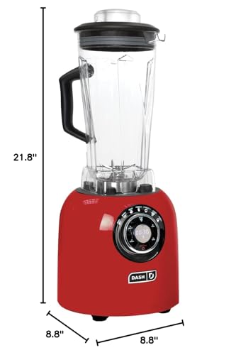 Dash Chef Series 64 oz Blender with with Stainless Steel Blades + Digital Display for Coffee Drinks, Frozen Cocktails, Smoothies, Soup, Fondue & More, 1400-Watt - Red