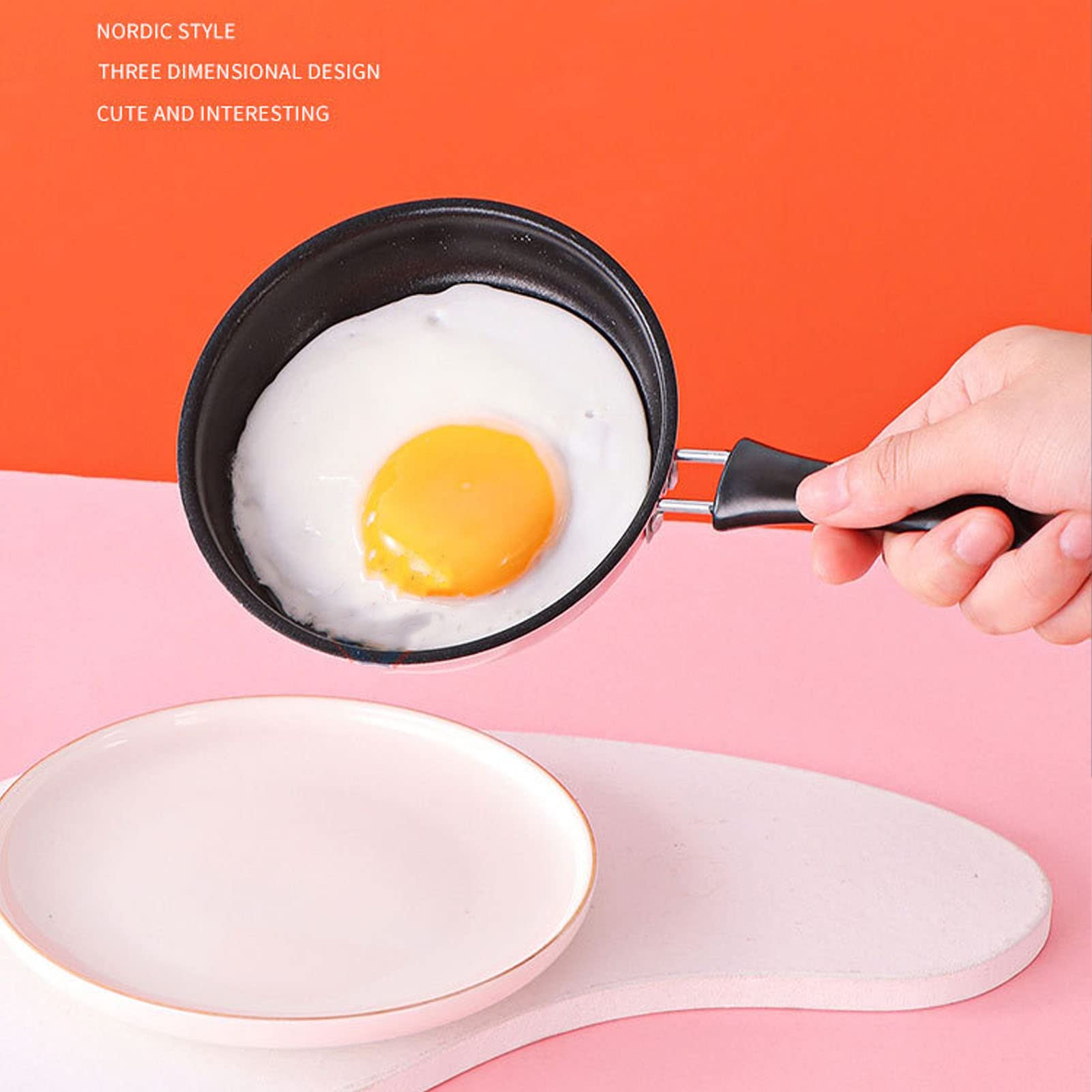 Mini Nonstick Frying Pan, 4.7in Mini Frying Pan Stainless Steel Omelette Pan Round Egg Pan Small Pan for Cooking Small Frying Pan Single Serve Frying Pan Skillet for Eggs Pancakes(pink)