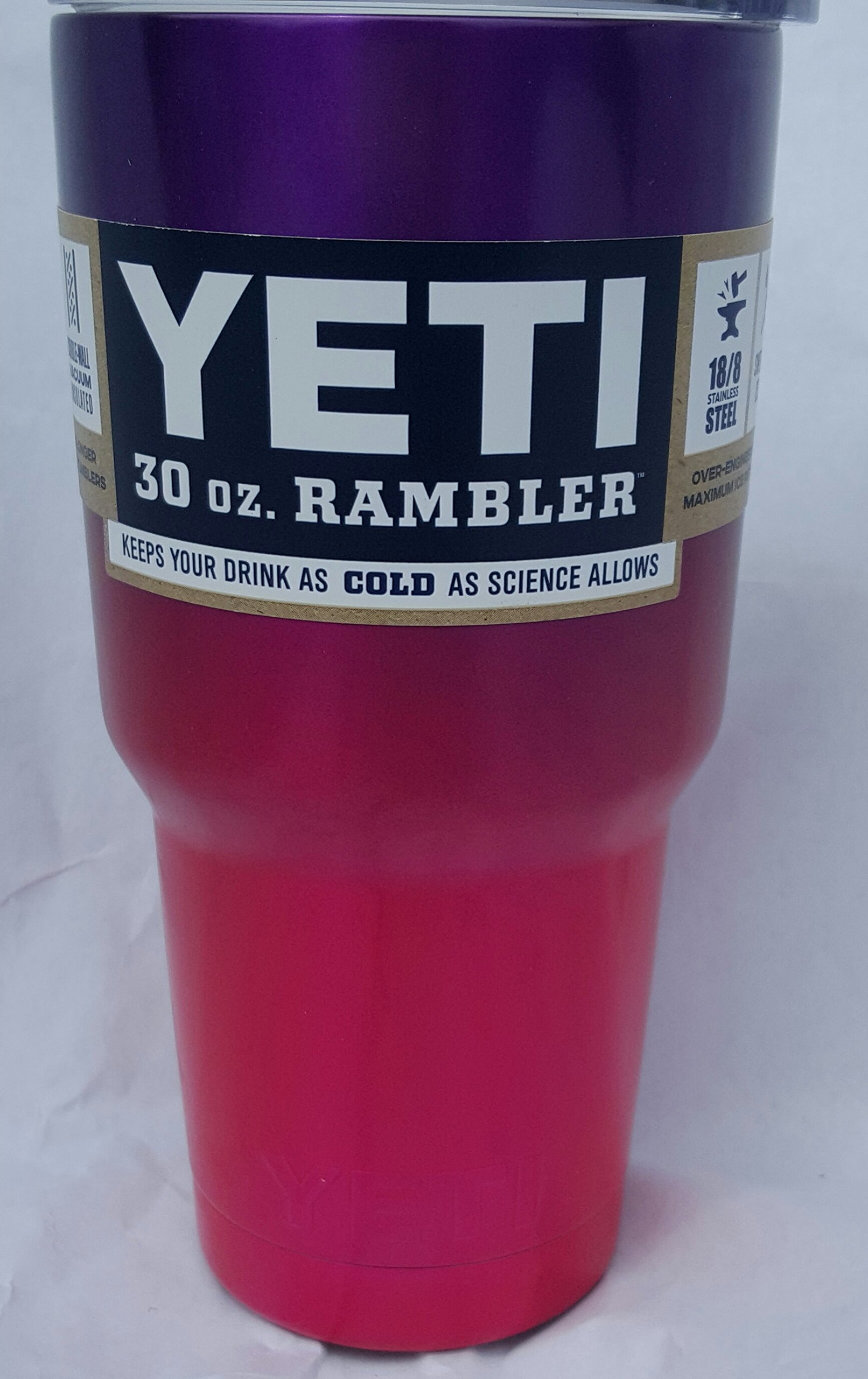 Yeti Rambler 30 Oz, Stainless Steel, Powder-Coated, Custom Colors (Mardi Gras Purple/Raspberry Pink Fusion)