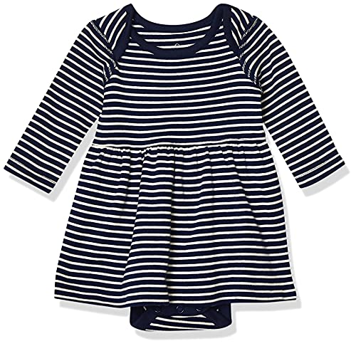 Moon and Back by Hanna Andersson Baby Girls' Organic Play Dress with Diaper Cover, Navy/Ecru, 6-12 Months