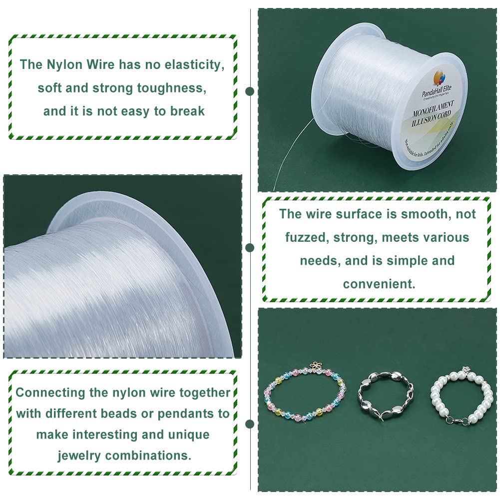 PH PandaHall 142 Yards 0.2mm Clear String Fishing Line Invisible Beading Cords Nylon Thread String Inelastic Jewelry Wire for Christmas Bracelet Jewelry Making Ornaments Hanging Party Decor Seed Beads