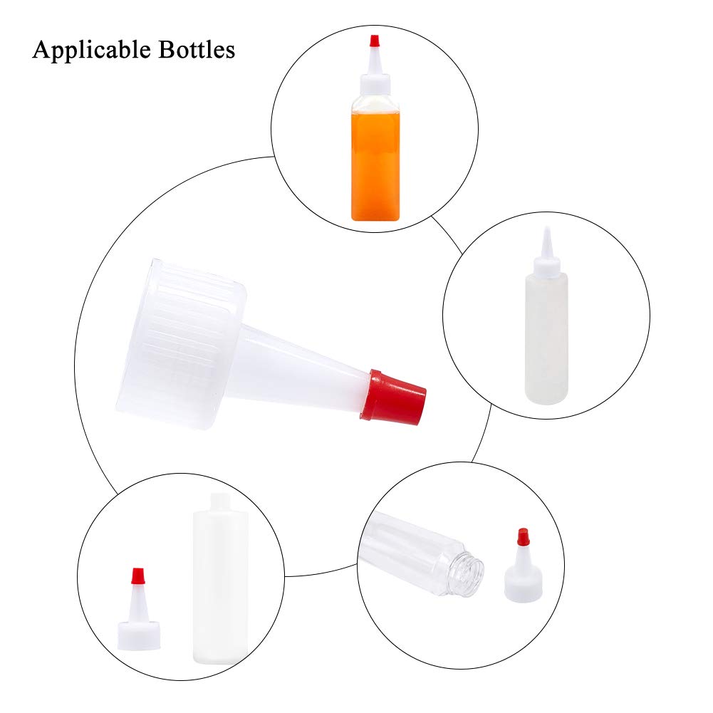 PH PandaHall 50 Pack 24/410 Squeeze Bottle Caps Red-Tip Caps Yorker Dispensing Cap with Red Seal Replacement Caps Twist Top Caps for Fragrance Oil Bottles Glue Bottles, Neck Diameter: 26mm