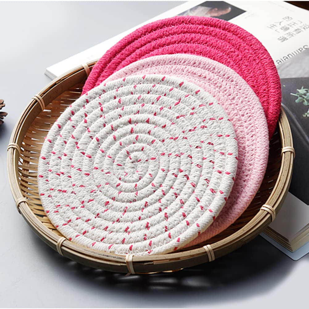 ELANE 6 Pcs Cotton Hot Pads Pot Holders for Kitchen Heat Resistant,Kitchen Hot Pads for Table,7 inch