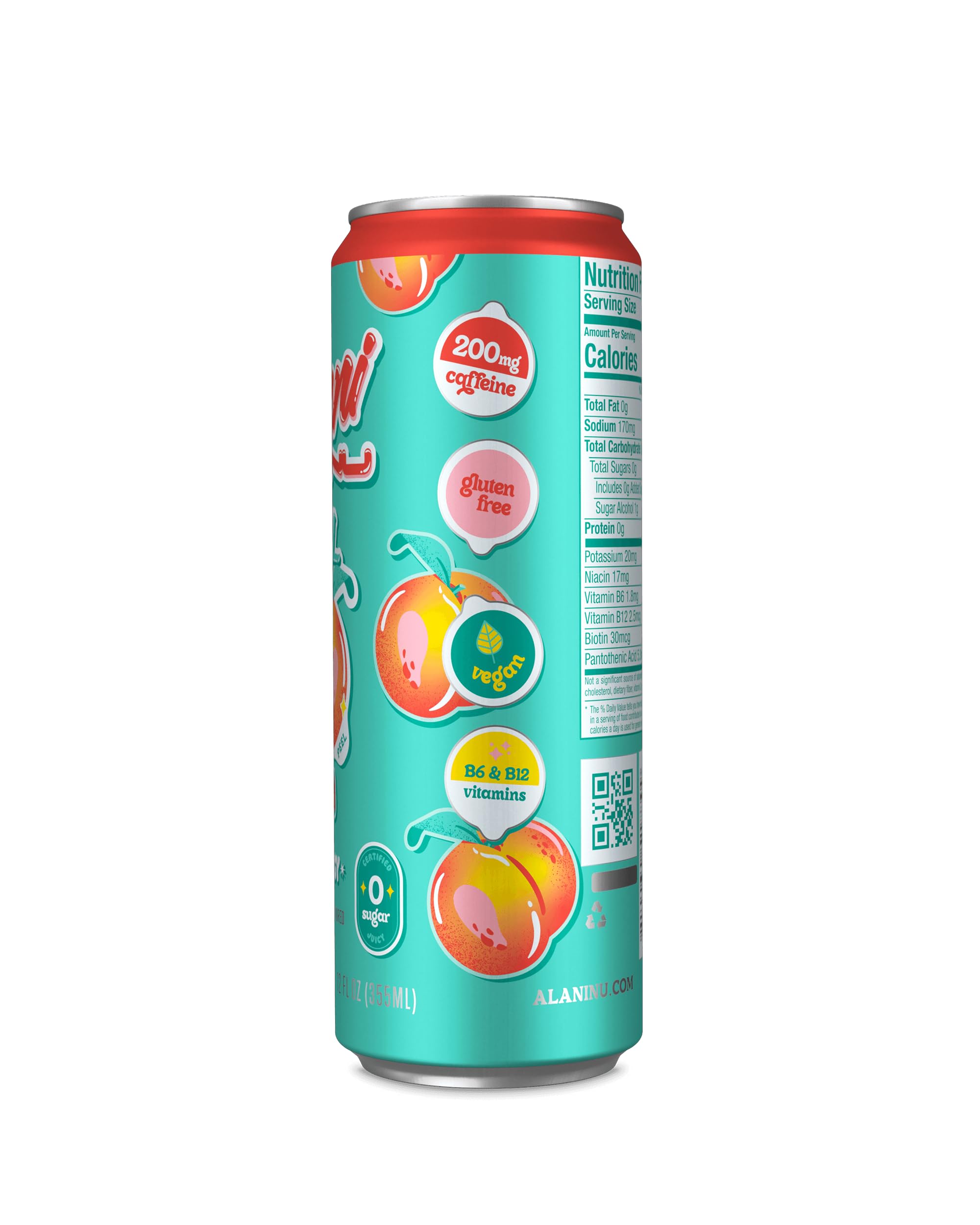 Energy Drink - Juicy Peach (12 Drinks, 12 Fl Oz. Each)