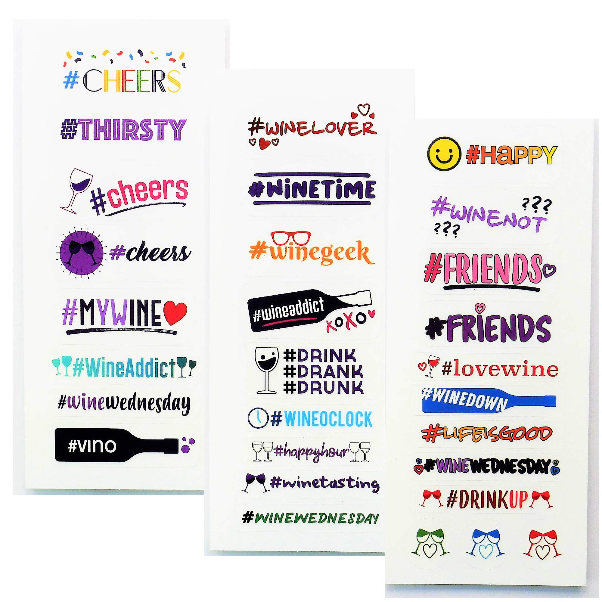 Hashtag Wine Glass Sticker Tag Charm Decorations for Wine Glasses, Champagne Flutes, Cocktail Glasses