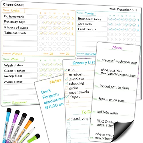 Magnetic Chore Chart for Kids Multiple Kids Behavior Chart for Kids at Home Responsibility Chart Dry Erase Chore Chart for Adults Reward Charts for Kids Family to Do List Menu Grocery Board for Fridge