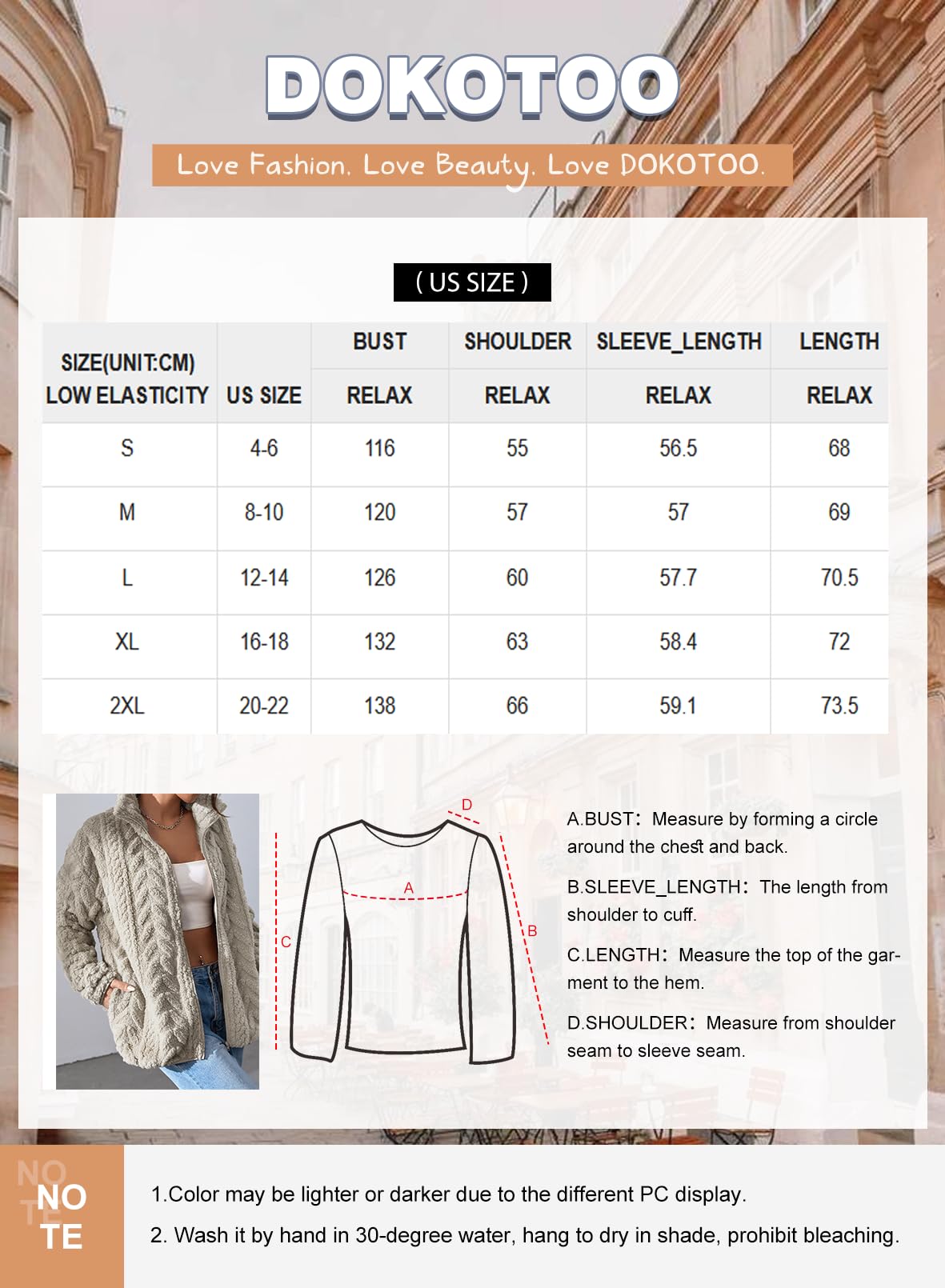 Dokotoo Fleece Womens Jackets Soft Zipper Up Winter Long Sleeves Side Pockets Plus Size Coats 2023,Khaki Medium
