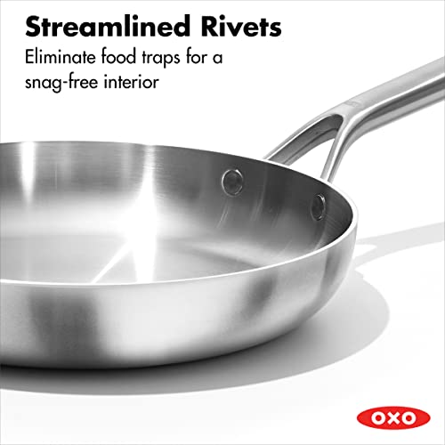 OXO Mira Tri-Ply Stainless Steel, 10" Frying Pan Skillet, Induction, Multi Clad, Dishwasher and Metal Utensil Safe