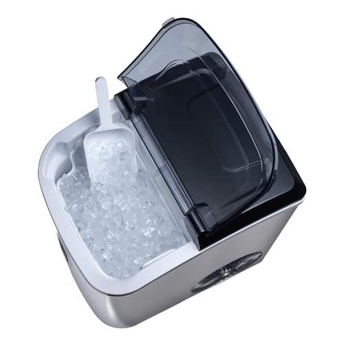 Newair Nugget Countertop Ice Maker Machine | 26 lbs. | Sonic Ice Maker in Stainless Steel, Self-Cleaning Function, Refillable Water Tank, Perfect Canes Ice for Kitchens, Offices, Home Coffee Bars