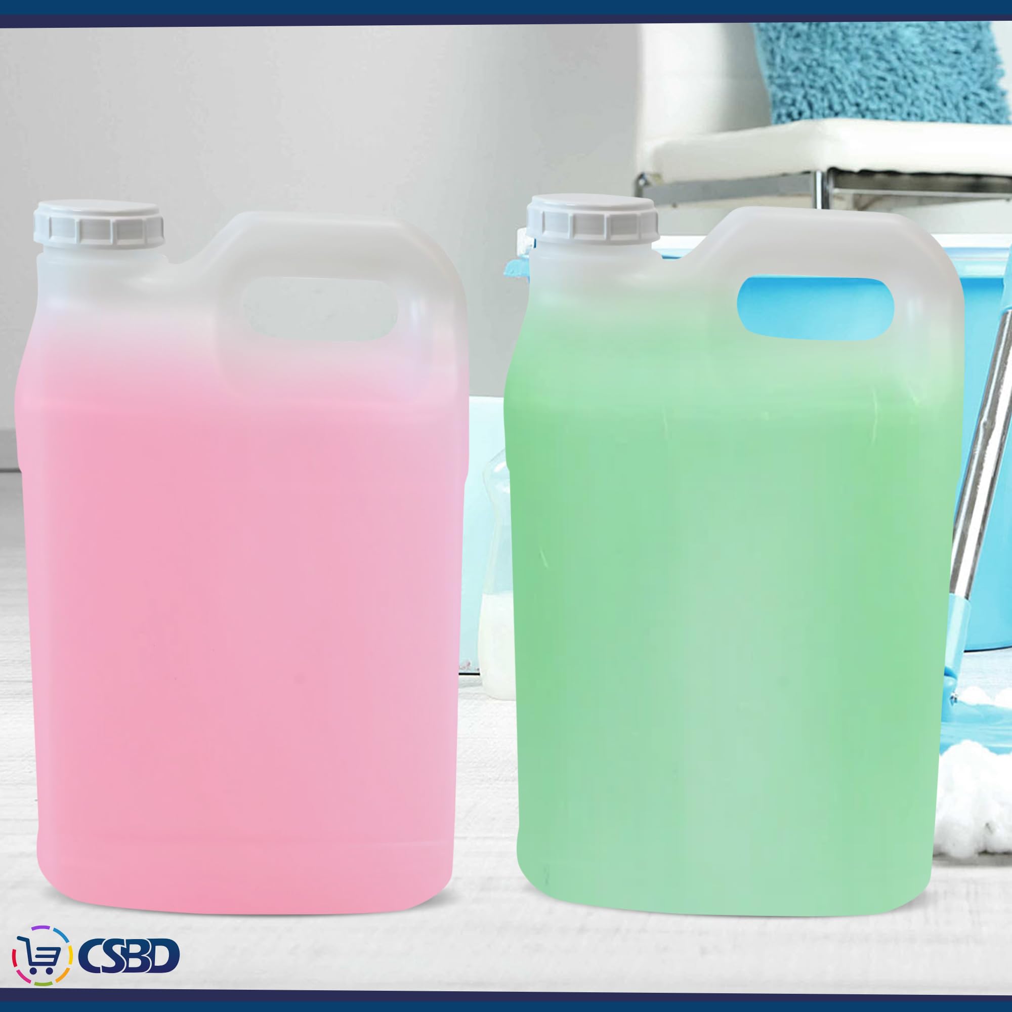 CSBD F-Style Plastic Jug with Child Resistant Lid, Storage Containers with Ergonomic Handle, HDPE Construction for Residential or Commercial Use (2.5 Gallon, Natural)