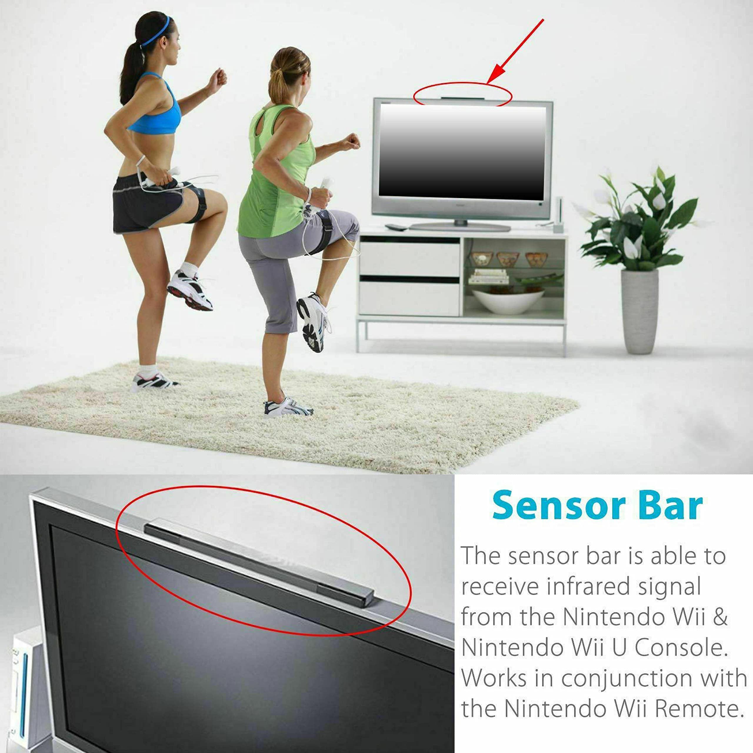 FDBV Wired Remote Motion Sensor Bar IR Infrared Ray Inductor Compatible for Nintendo Wii / Wii U (Silver- Black)