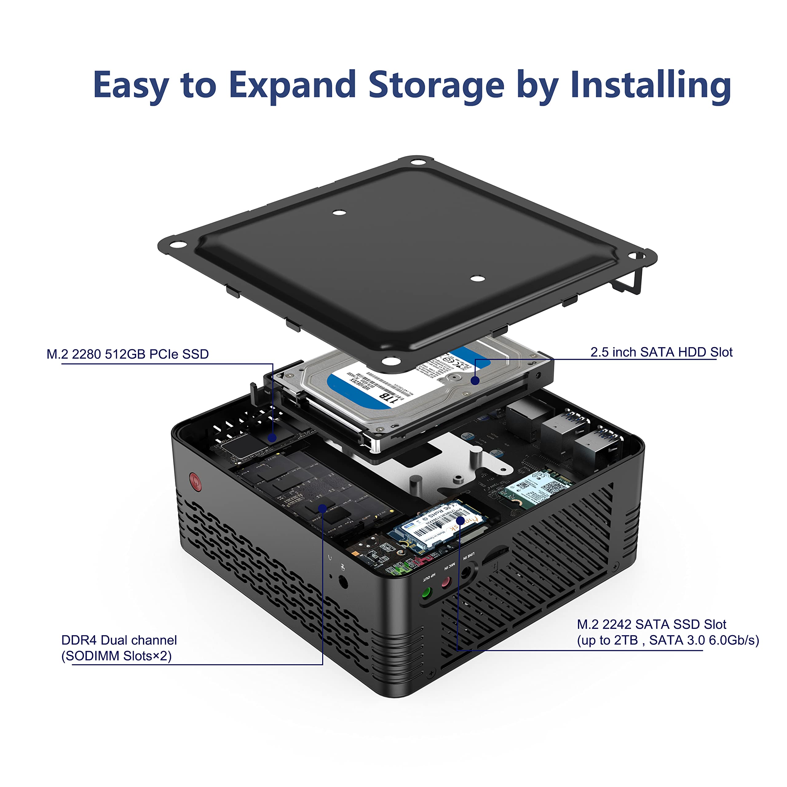 MINISFORUM Elitemini X500 Mini PC AMD Ryzen 7 5700G Desktop Computer, DDR4 16G RAM+512G SSD, HDMI/DP 4K@60Hz Output, 2X RJ45 Port, 4X USB3.1 Port, BT5.1, Radeon Graphics Tower PC