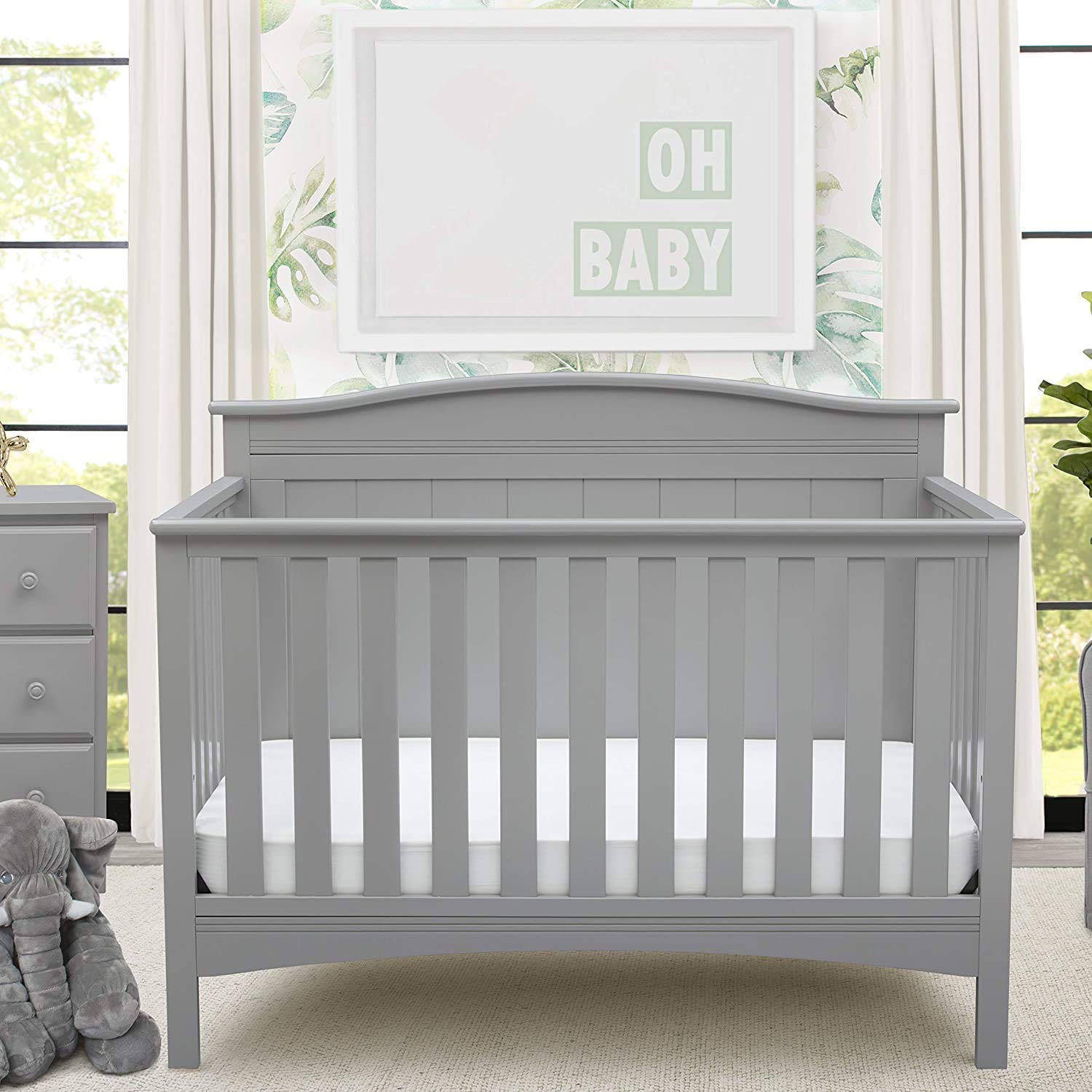 Delta Children Bennett 4-in-1 Convertible Baby Crib, Greenguard Gold Certified, Grey