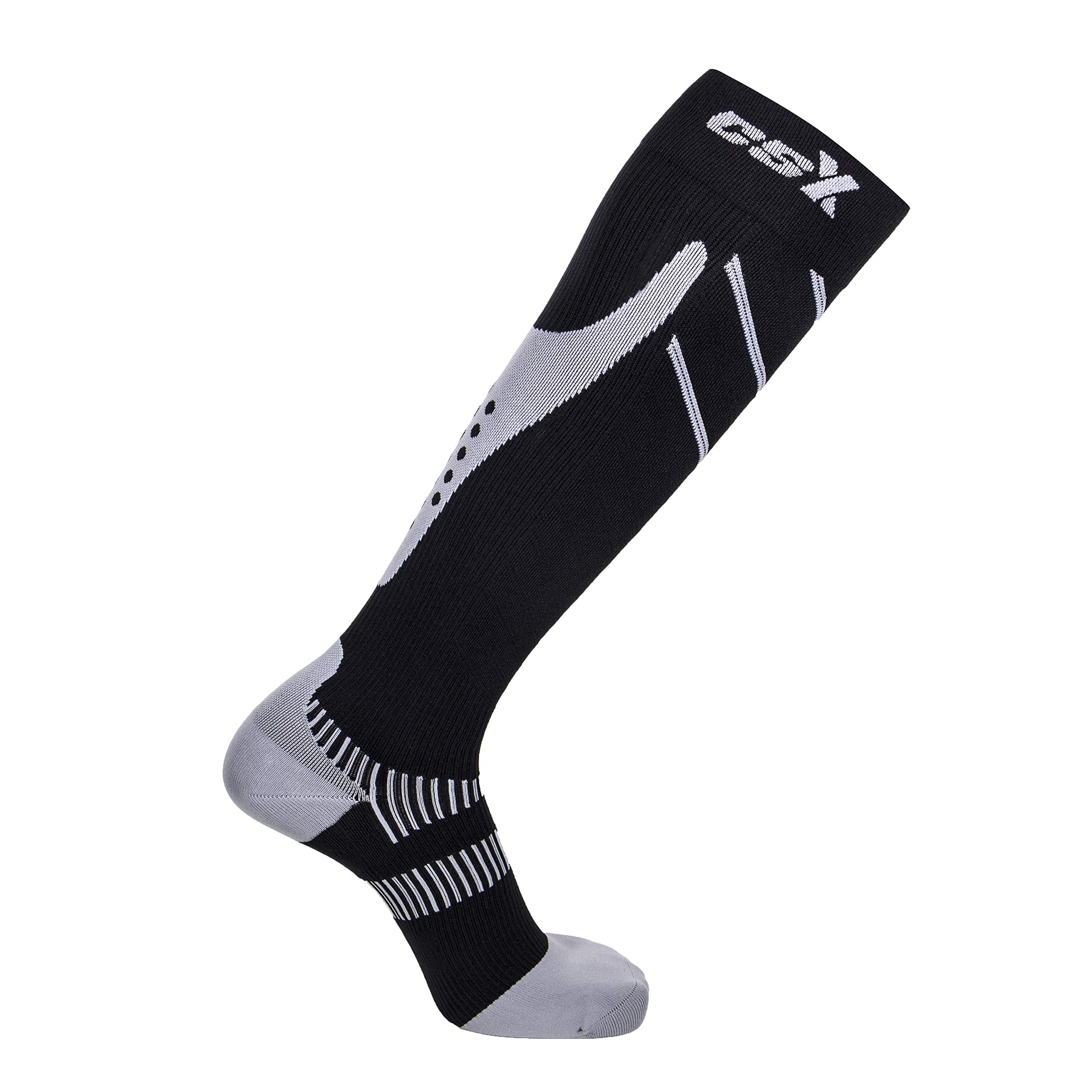 CSX Compression Socks for Men and Women, Knee High, Recovery Support, Athletic Sport Fit, Green on Black, Medium (15-20 mmHg)