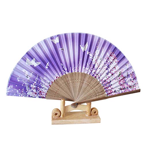 Hand Fans Folding fan Pattern Folding Dance Wedding Party Lace Silk Folding Hand Held Flower Fan Hand Fan Cool Bamboo Flower Personalized Chinese Fans (Color : G)