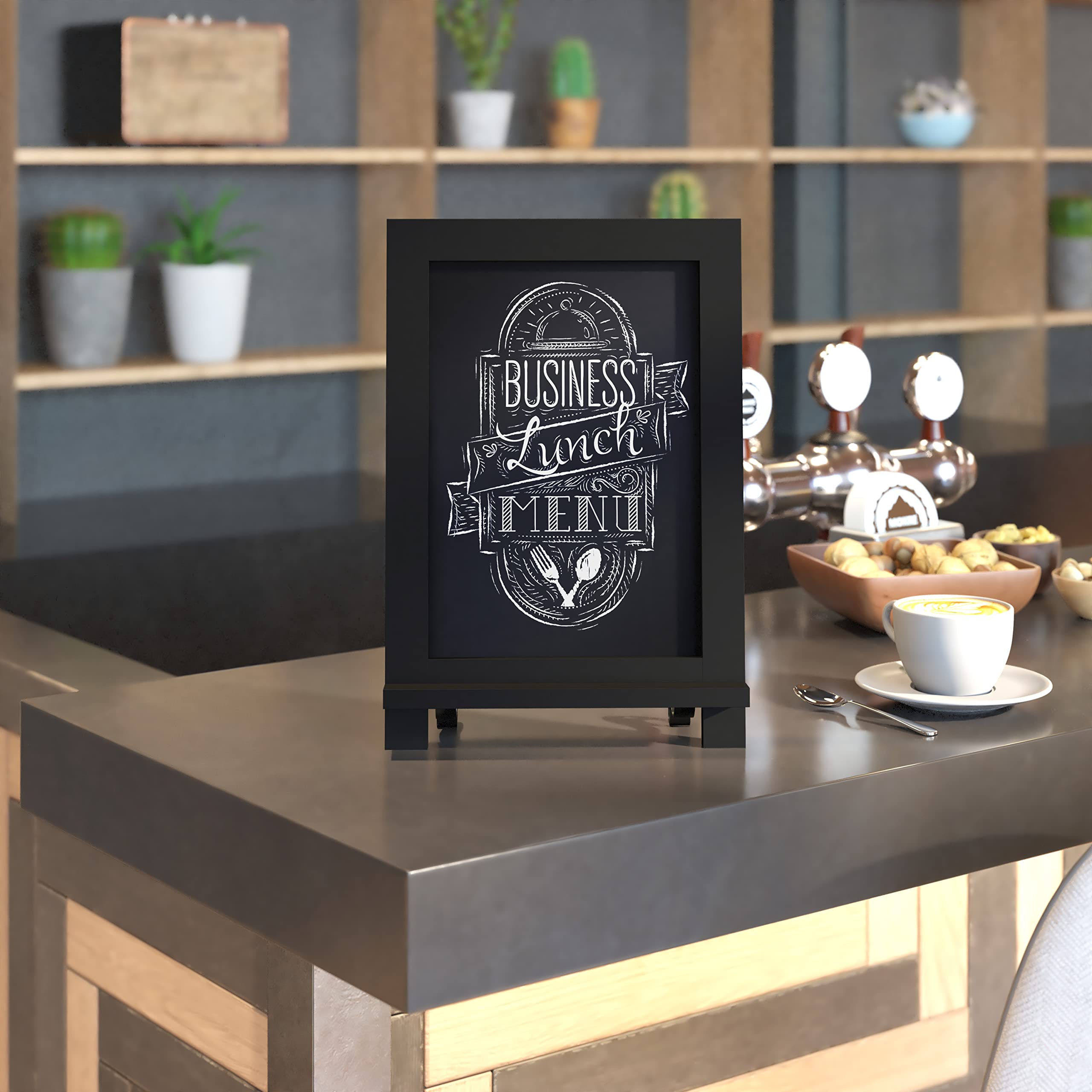 HBCY Creations Black Wooden Tabletop Chalkboard with Legs/Vintage Wedding Table Sign/Small Kitchen Countertop Memo Board/Antique Wooden Frame (9.5โ x 14โ Inches) (4 - Black)