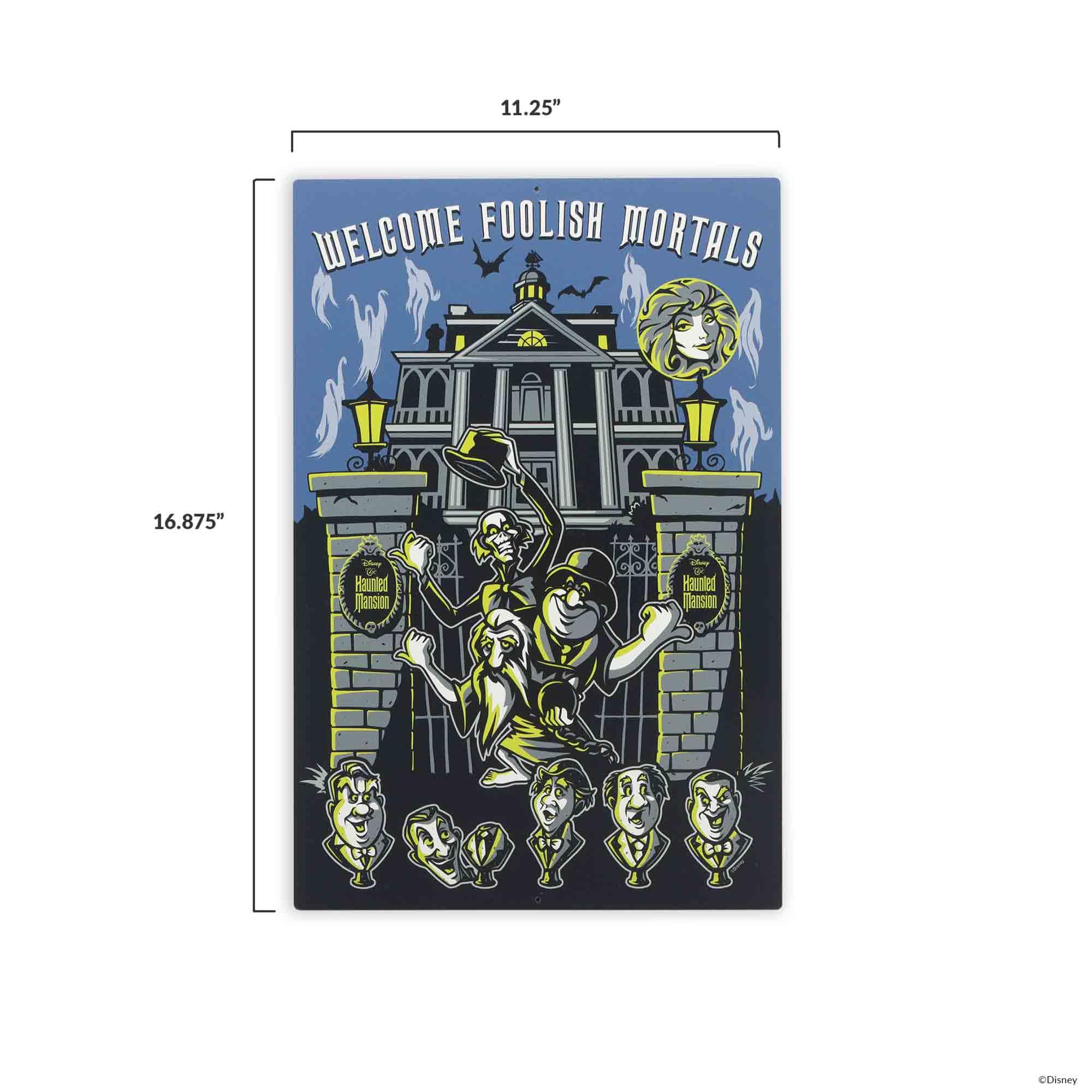 Disney Haunted Mansion Welcome Foolish Mortals Metal Sign - Fun Haunted Mansion Sign for Halloween Decor