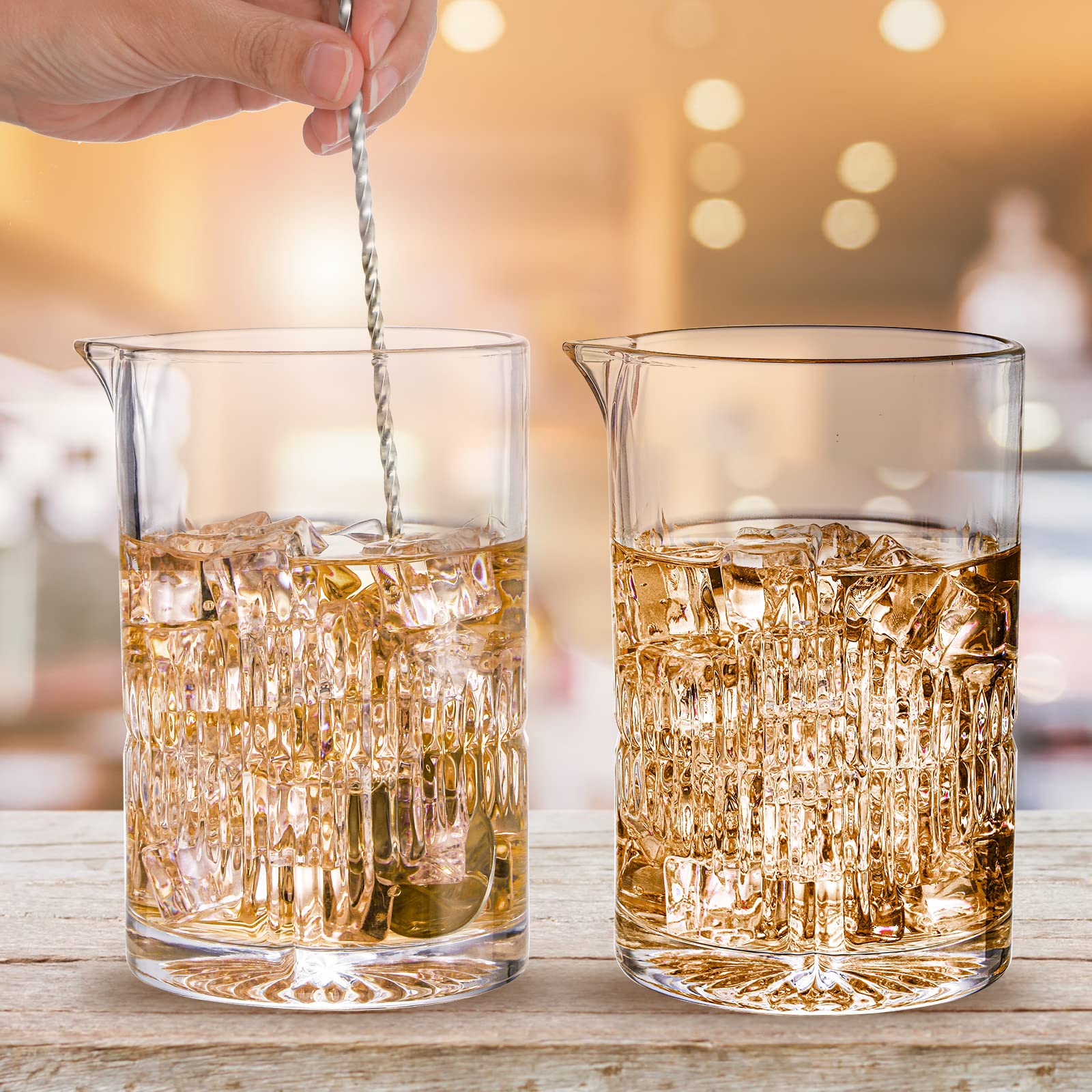 DEAYOU 2 Pack 25 OZ Stirring Glass, Glass Shaker with Weighted Bottom for Bartender, Home, Old Fashioned