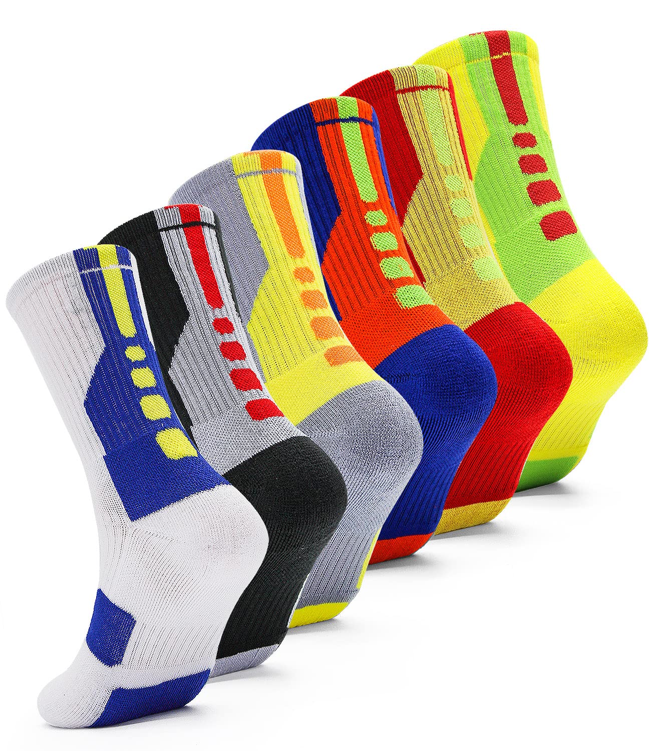 DILIBA Elite Basketball Socks Cushion Athletic Crew Socks for Men's Women's Youth Boys Gray