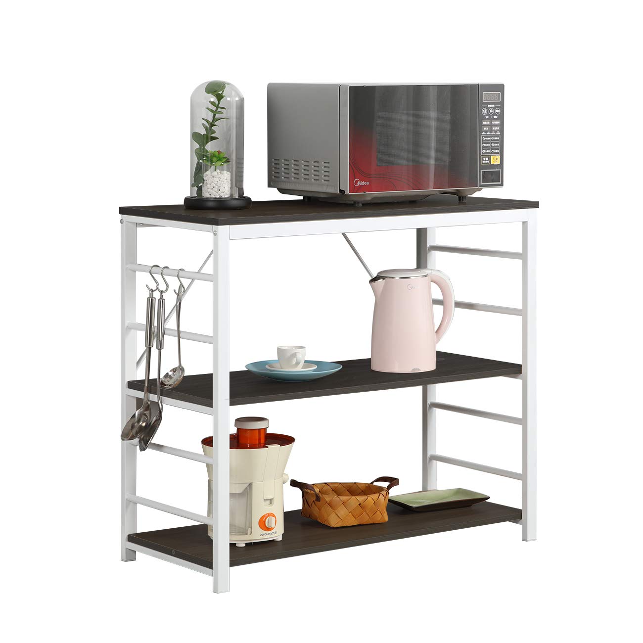 DlandHome Microwave Cart Stand, Kitchen Baker's Rack Utility Storage Shelf Microwave Stand for Spice Rack Organizer Shelf, LD-MR01BK