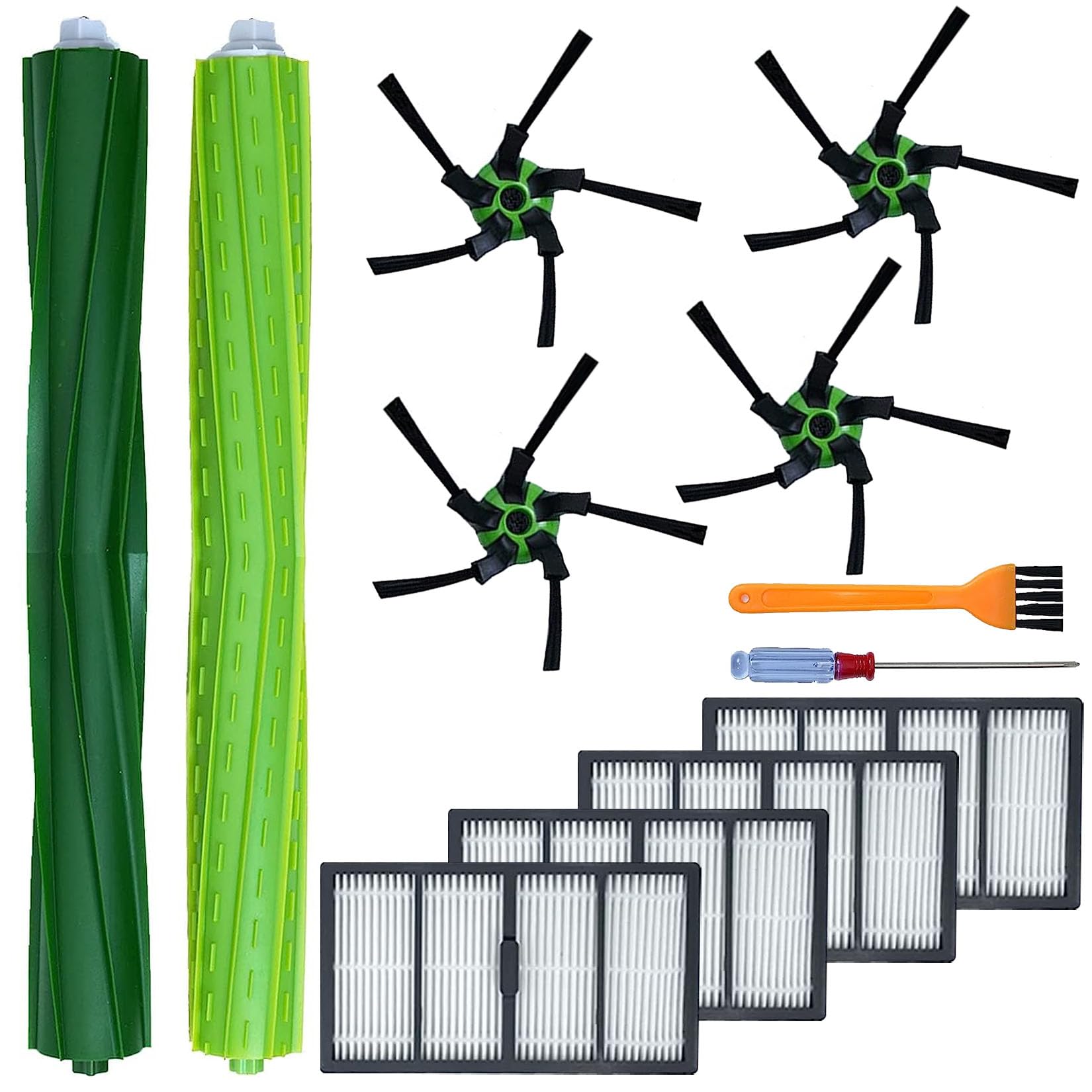 DLD Replacement Parts Compatible with for iRobot Roomba s9 (9150) s9+ s9 Plus (9550) S Series Wi-Fi Robot Vacuum Cleaner (1 Set of Multi-Surface Rubber Brushes +4 Filters + 4 Side Brushes)