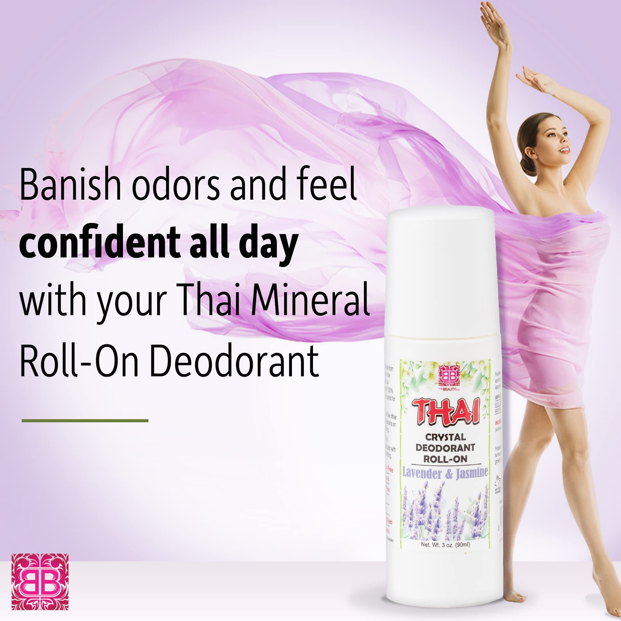 Thai Crystal Deodorant Stone Stick โ Potassium Alum All Natural Deodorant for Women & Men โ 2.125 Oz. Stick without Animal Testing or Chemicals by The Beauty Box