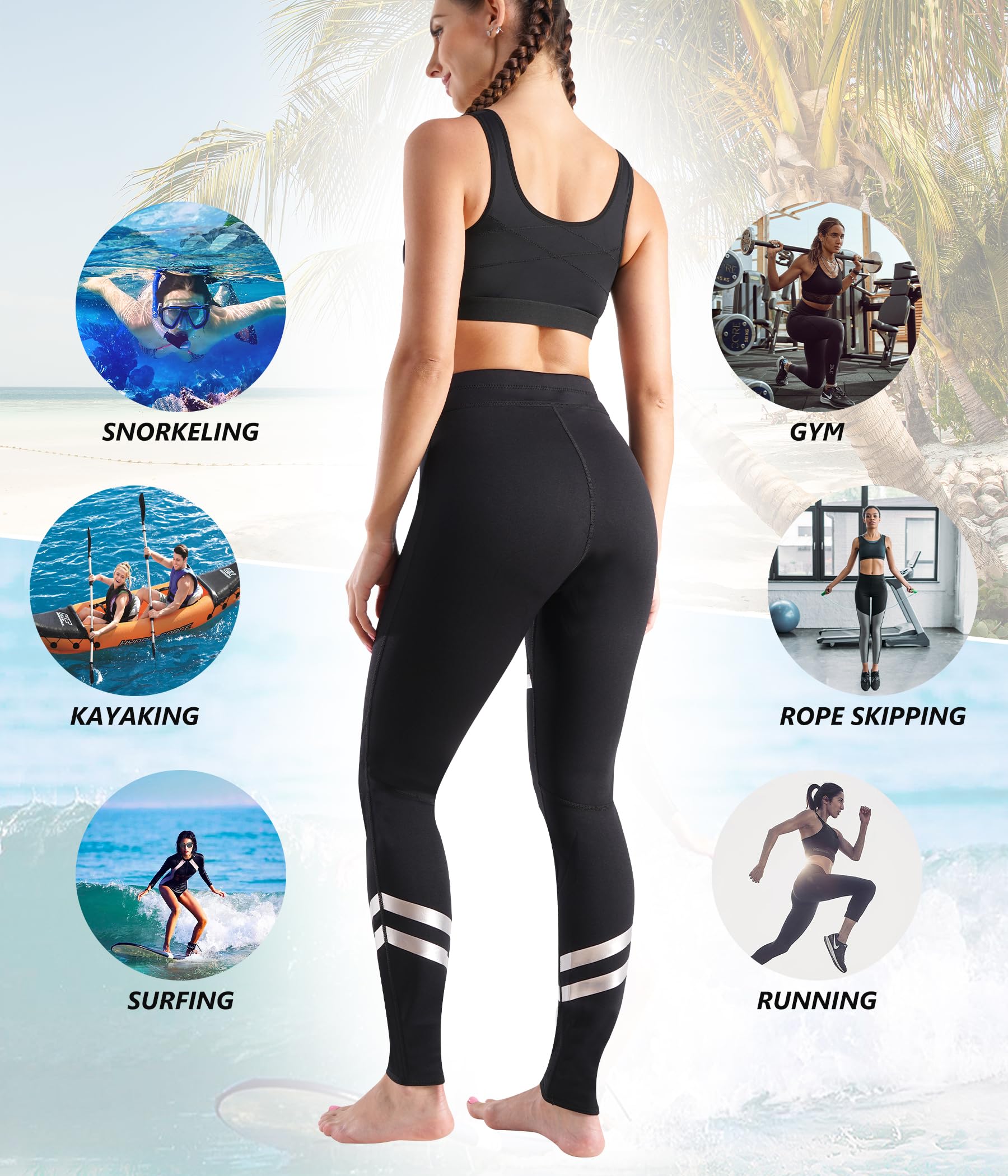 CtriLady Women's Wetsuit Long Pants,1.5mm Neoprene Pants Wetsuit Legging Keep Warm for Swimming Surfing Diving Kayaking(L,Black