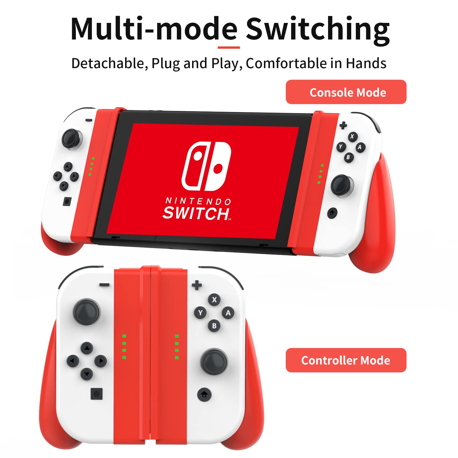 DOYO Game Handle Controller Compatible with Switch/switch OLED, Unique Detachable Design for Left and Right Joy Con for Joycon & Nintendo Switch/Switch OLED Model Compatible with Joycons (Red)