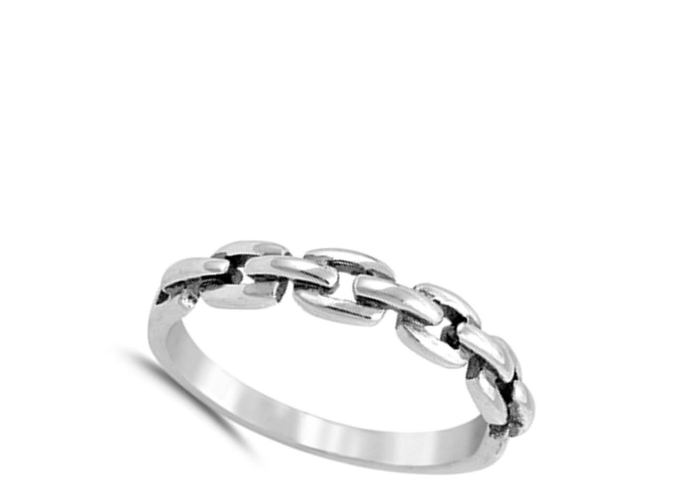 Curb Chain Link Design Ring New .925 Sterling Silver Band Size 9
